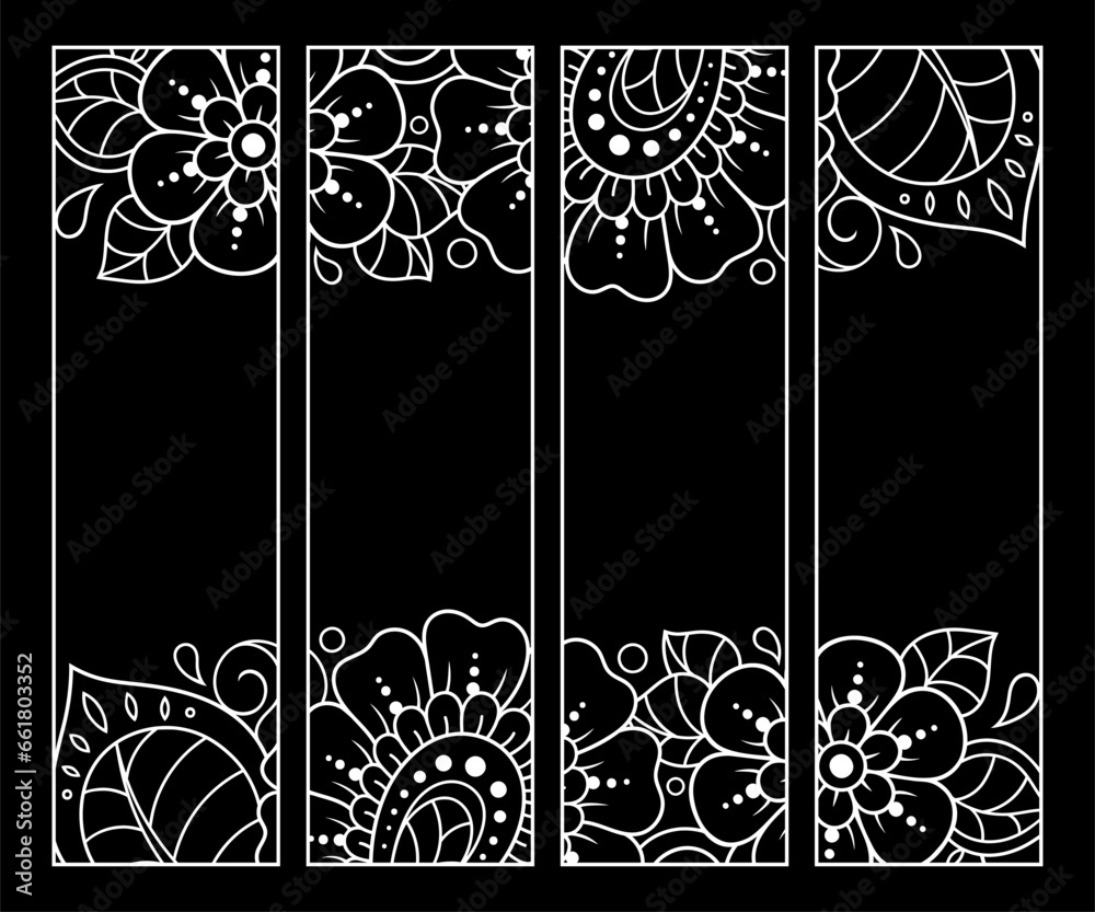 Printable bookmark for book - coloring. Set of black and white labels ...