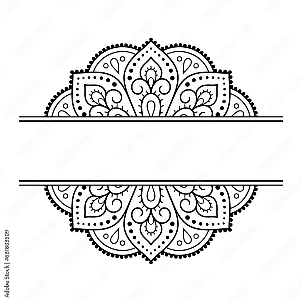Frame in eastern tradition. Stylized with henna tattoos decorative ...
