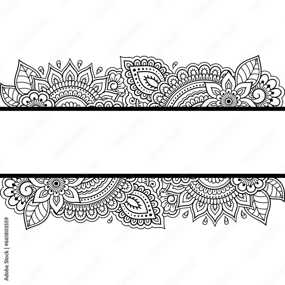 Frame in eastern tradition. Stylized with henna tattoos decorative ...