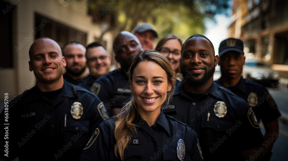 Diverse Group Of Police Officers. Сoncept Nature Landscapes, Urban ...