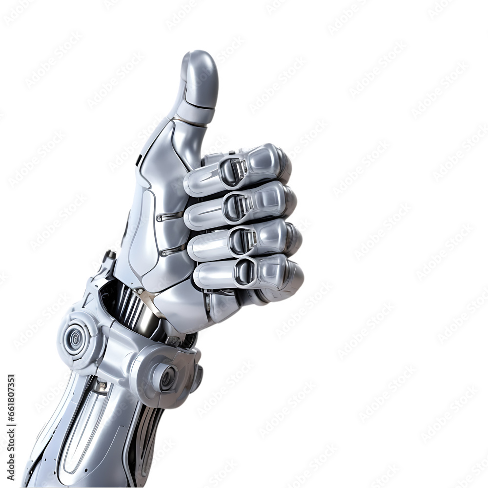 Robot Hand with Thumbs Up Isolated on Transparent or White Background ...
