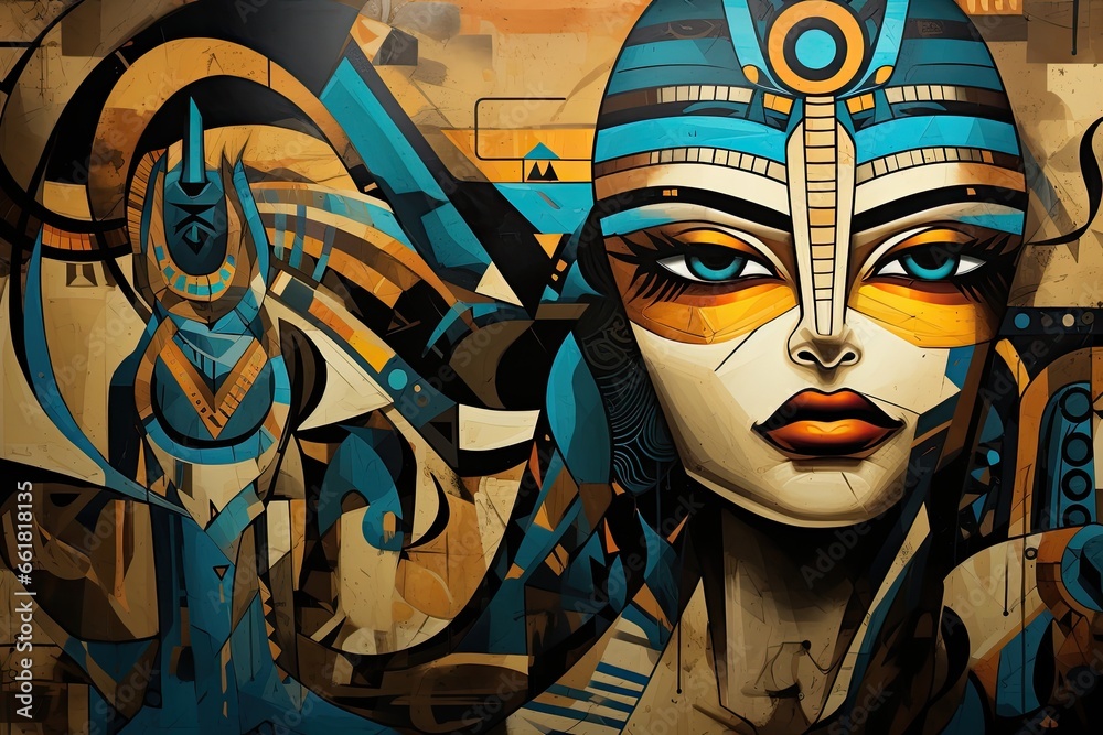 Abstraction using symbols of Egyptian mythology Stock Illustration ...
