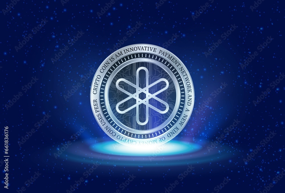 virtual coins and their logos. dent virtual currency logo. 3d ...