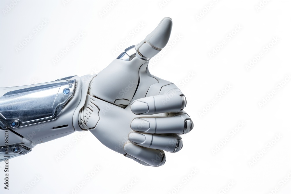 robot hand thumbs up isolated on white background Stock Illustration ...