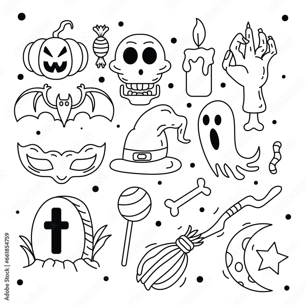 Ghost trick or treating halloween coloring page Stock Vector | Adobe Stock