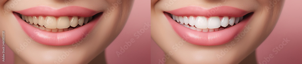 Visual display of teeth transformation through professional whitening ...