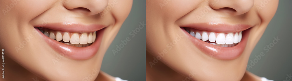 Visual display of teeth transformation through professional whitening ...