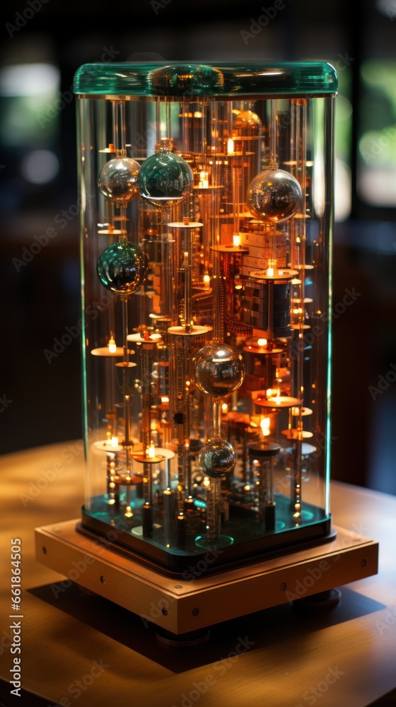 Quantum computer. Abstract quantum computing circuit with futuristic ...