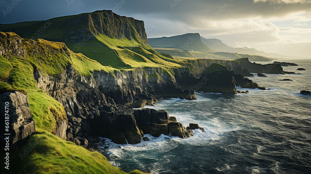 Dramatic Coastal Cliffs: Towering cliffs meet the powerful ocean ...