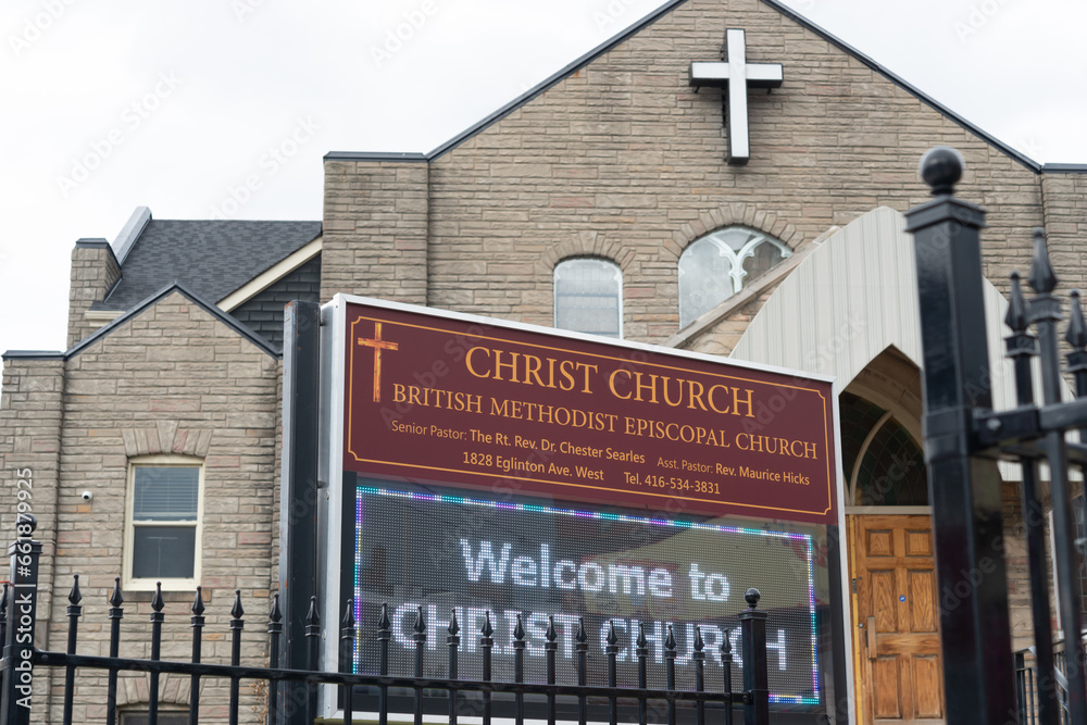 exterior front building and sign of Christ Church, The British ...