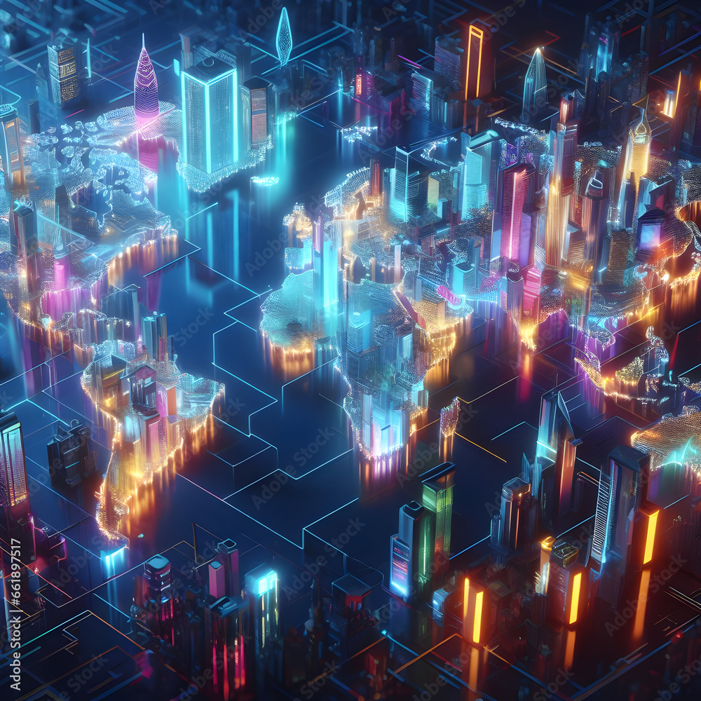 A detailed, photorealistic representation of the world in the future ...