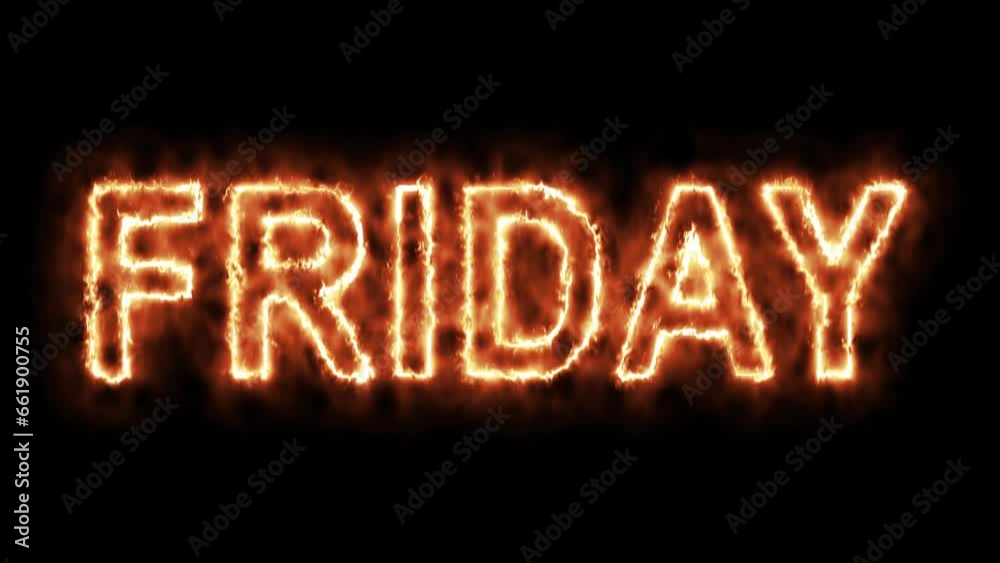friday Word Hot Animated Burning Realistic Fire Flame and Smoke ...