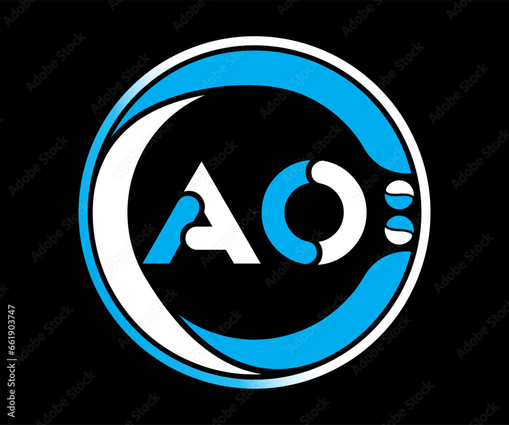 AO letter logo design with a circle shape AO Logo design with unique ...