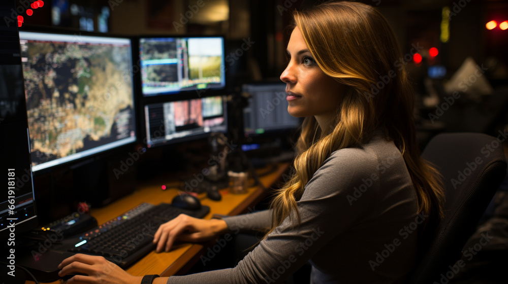 Emergency Dispatch Center: An operator answering calls in a bustling ...