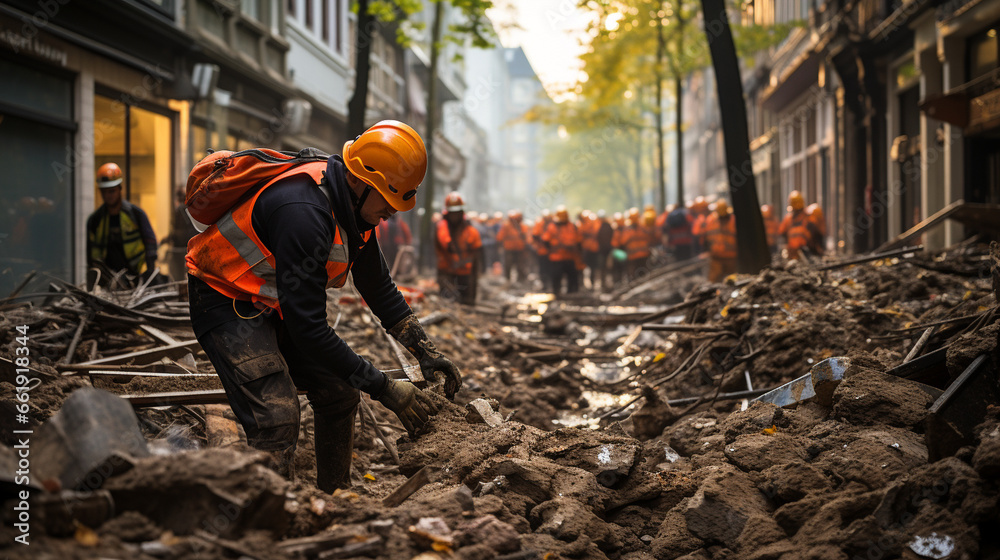 Urban Search and Rescue: Rescuers navigating through a disaster ...