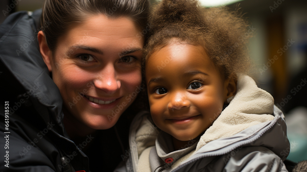 EMT with Child: An EMT comforting a child during a medical emergency ...
