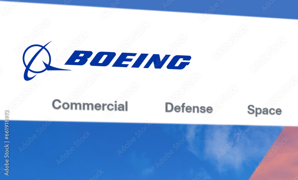 Moscow, Russia - 14 October, 2023: Boeing Company website on screen ...
