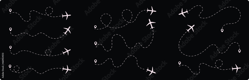 Airplane dashed lines path with start point and dash line Airplane ...