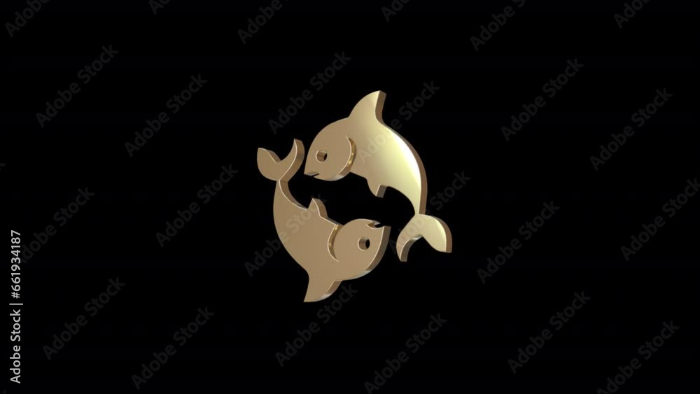 Zodiac sign Pisces transition, 3D animation on a transparent alpha ...