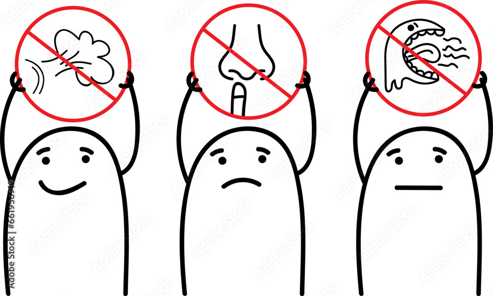 Thumb man. Person holding humorous signs: no farting, no putting your ...