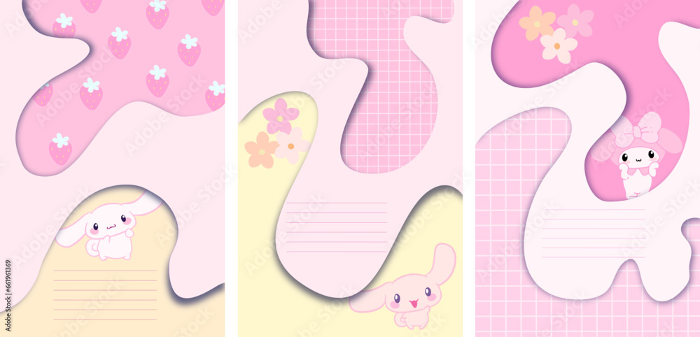 Set My notebook cover melody cartoon animals character on pink ...