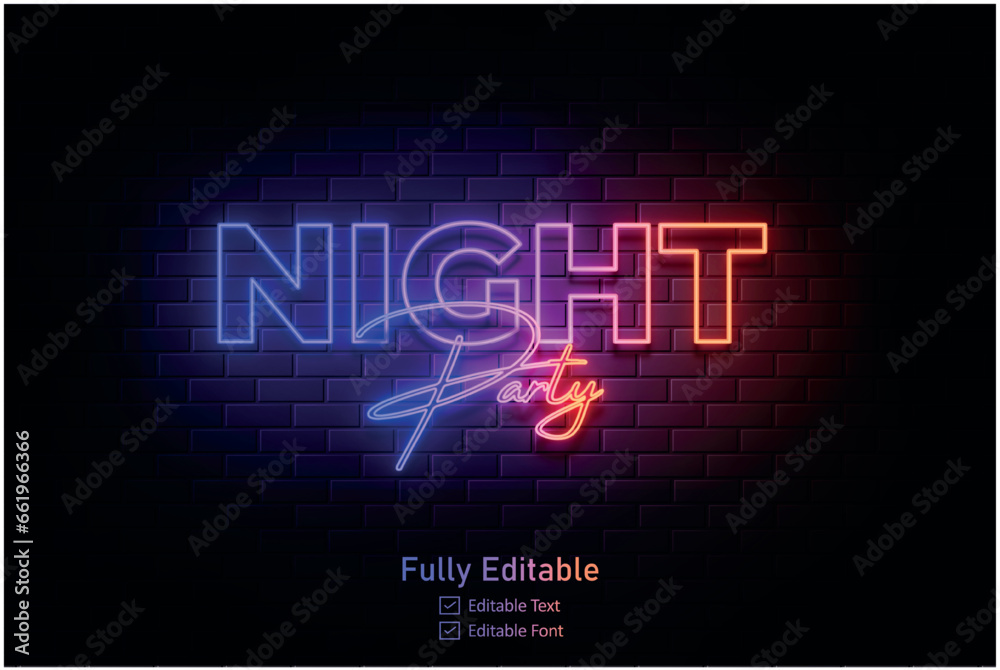 Neon effect for edible text neon style effect logo and night club logo ...