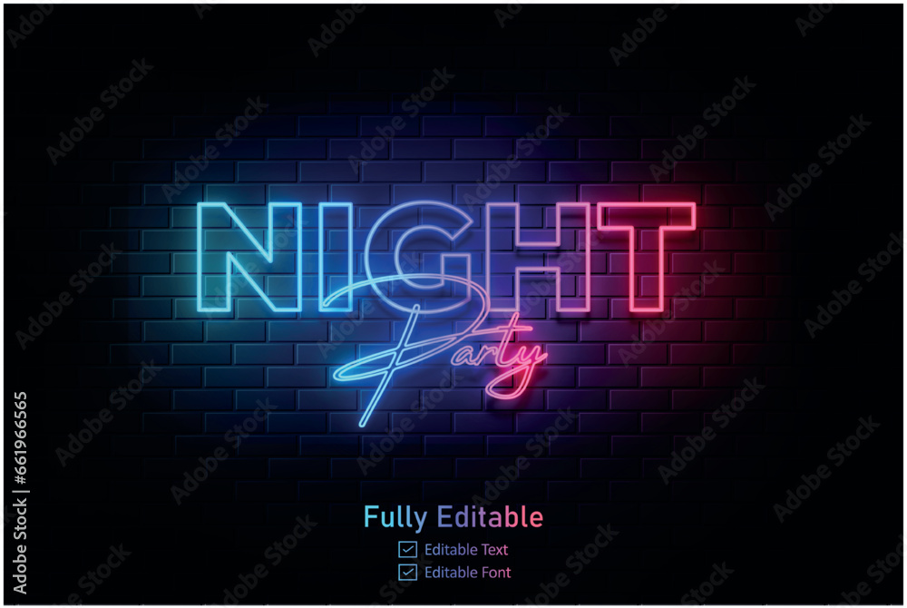 Neon effect for edible text neon style effect logo and night club logo ...