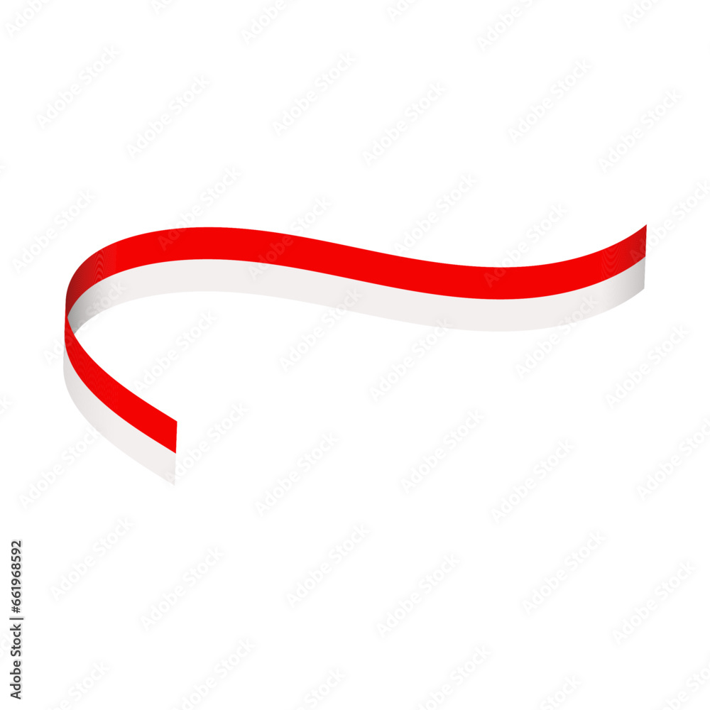 Indonesia flag ribbon. Red and White ribbon with transparent background ...