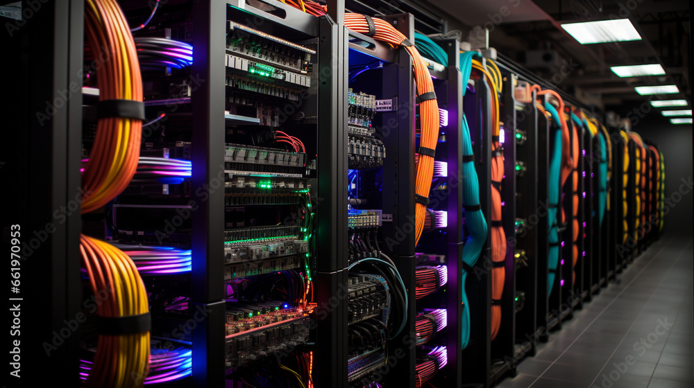 Server Room Symphony: A panorama of a state-of-the-art server room with ...