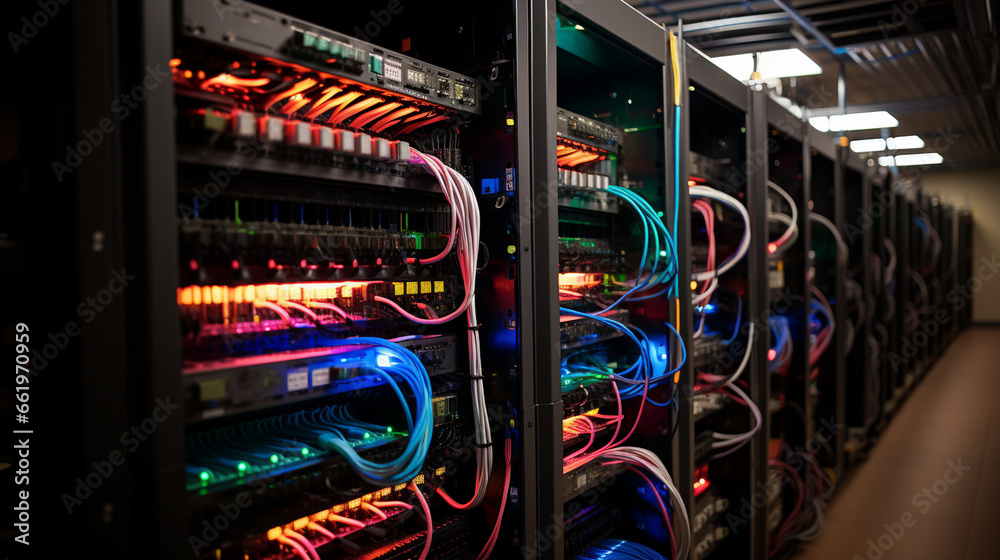 Server Room Symphony: A panorama of a state-of-the-art server room with ...