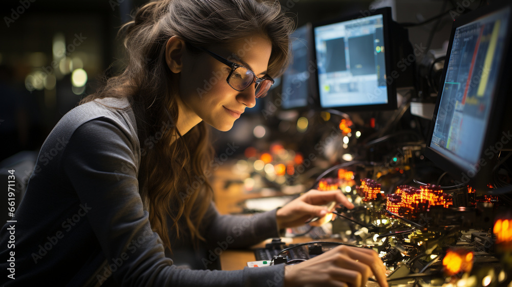 Artificial Intelligence Lab: An AI researcher working in a high-tech ...