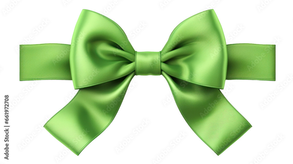 Beautiful shiny silk green bow isolated on transparent background ...