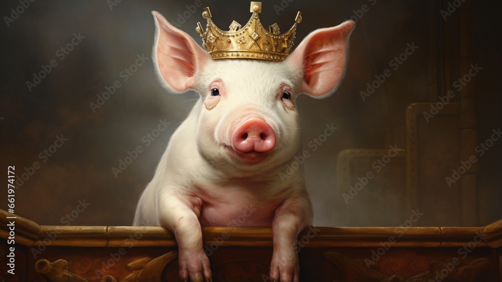 Boar's head crown jewels crown oil painting Ai generated art Stock ...