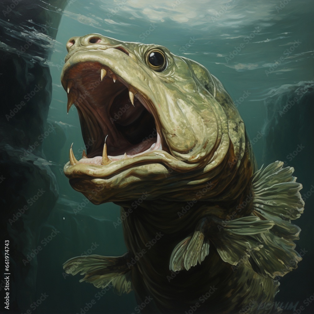 Electric eel is a snake-like fish covered in electricity Ai generated ...