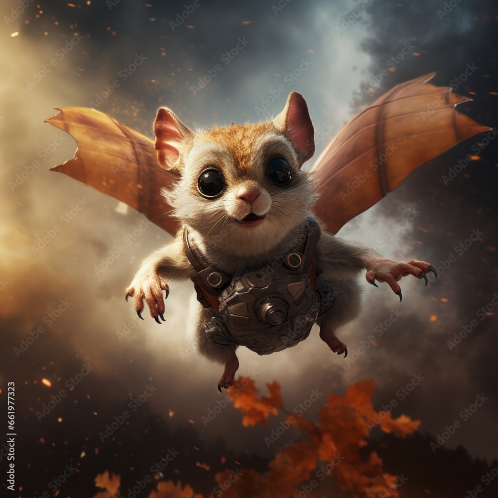 Flying squirrel with wings flying beautiful image Ai generated art ...