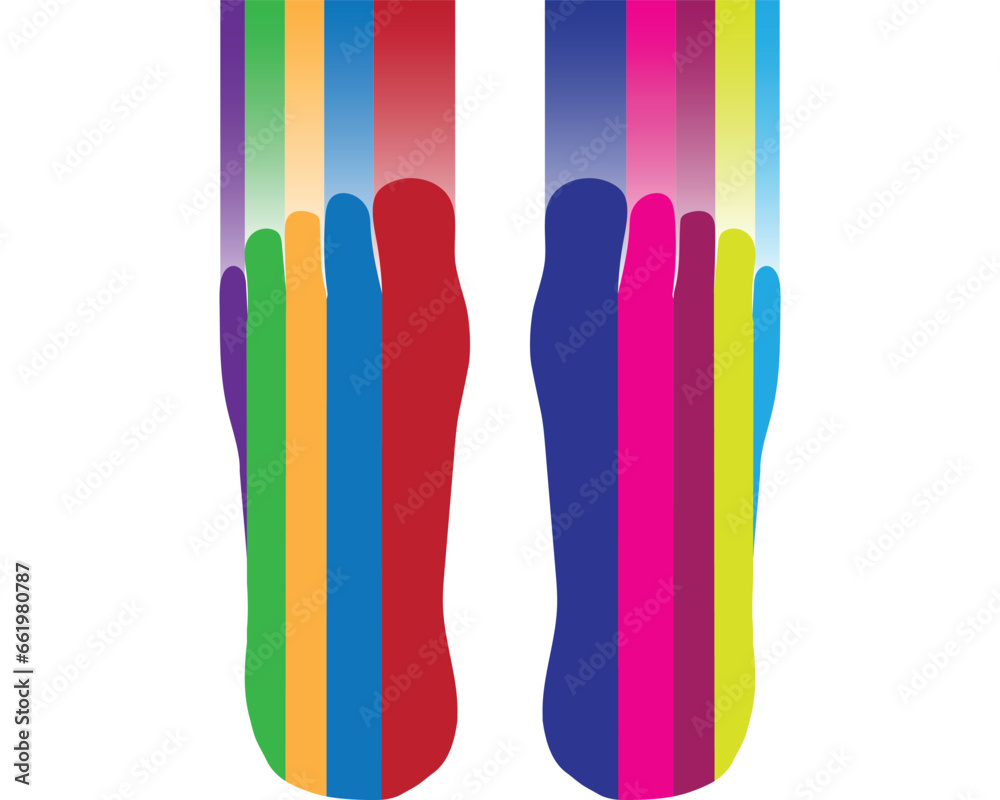 vector design of two feet consisting of various colorful mixtures from ...