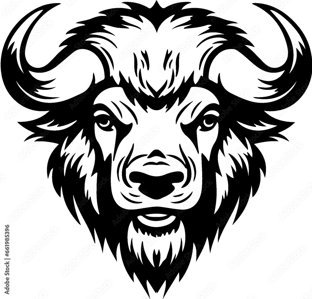 angry American bison head isolated on white, mascot vector, cartoon ...
