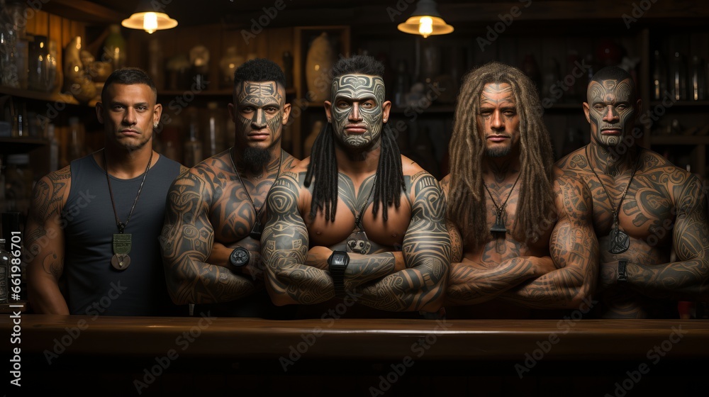 Polynesian style tattoo on a man's muscular and athletic body. Patterns ...