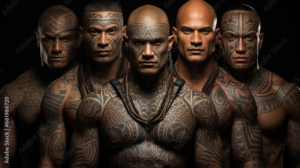 Polynesian style tattoo on a man's muscular and athletic body. Patterns ...