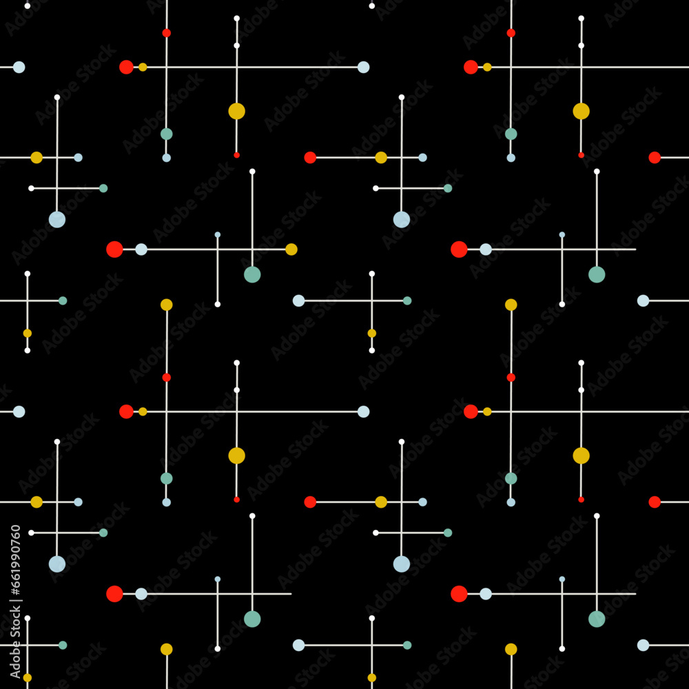Black Abstract Background Retro Mid Century Modern Seamless Pattern ...