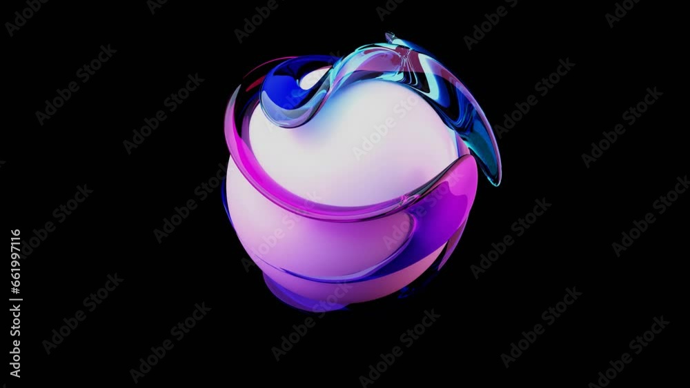 3d Abstract blue and pink glass sphere. Futuristic blob with rainbow in ...