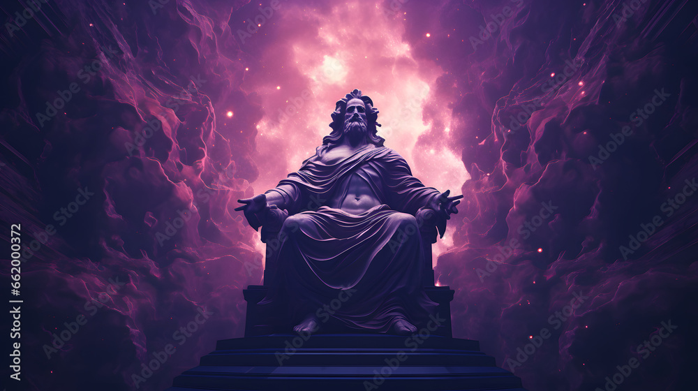 God Statue in Space God in Galaxy Atmosphere Stone Statue of God in ...