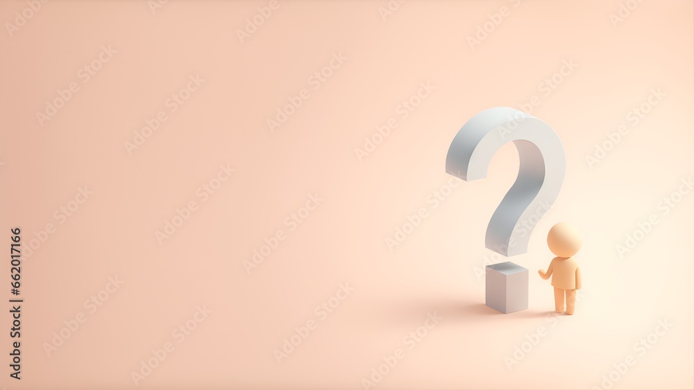 3D Human and question mark problem symbol. Ask for confused ...