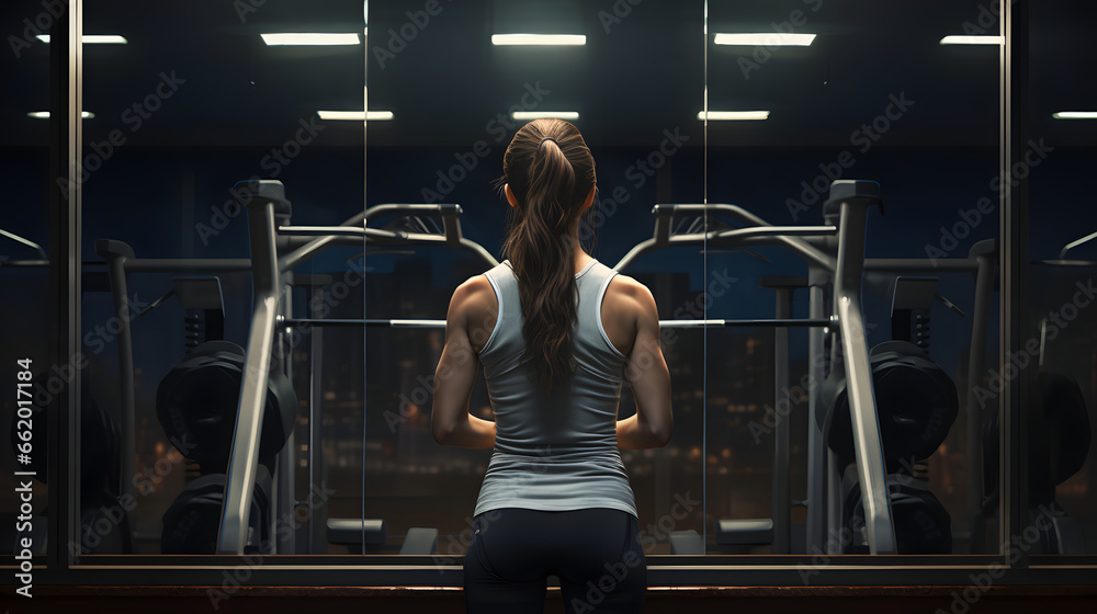 Gym Girl Training Woman at the Gym with Gym Outfit. Woman Training with ...