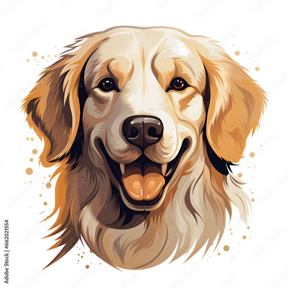 Cartoon Style Golden Retriever Puppy Dog No Background Perfect for ...
