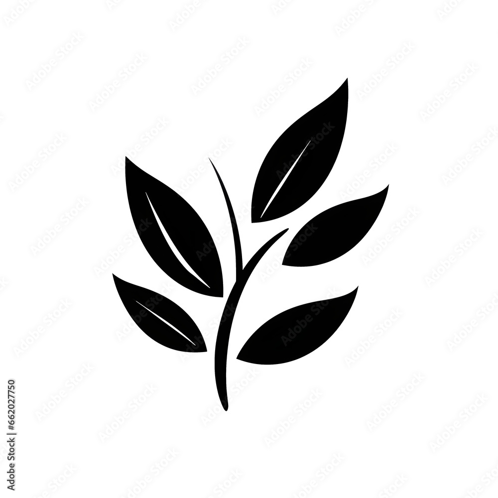 minimalistic black and white clipart of Sage Leaf Icon, plant clipart ...