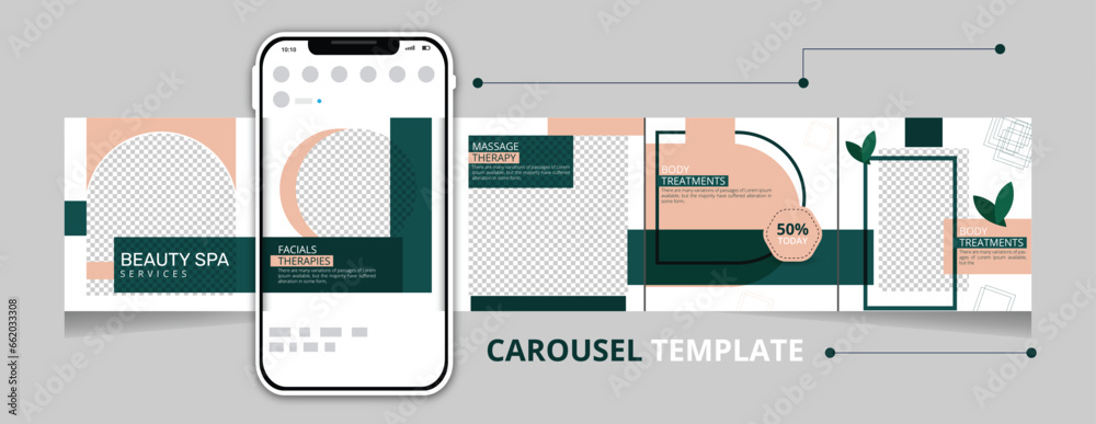 Spa Beauty Parlor Creative beauty carousel template design social media ...