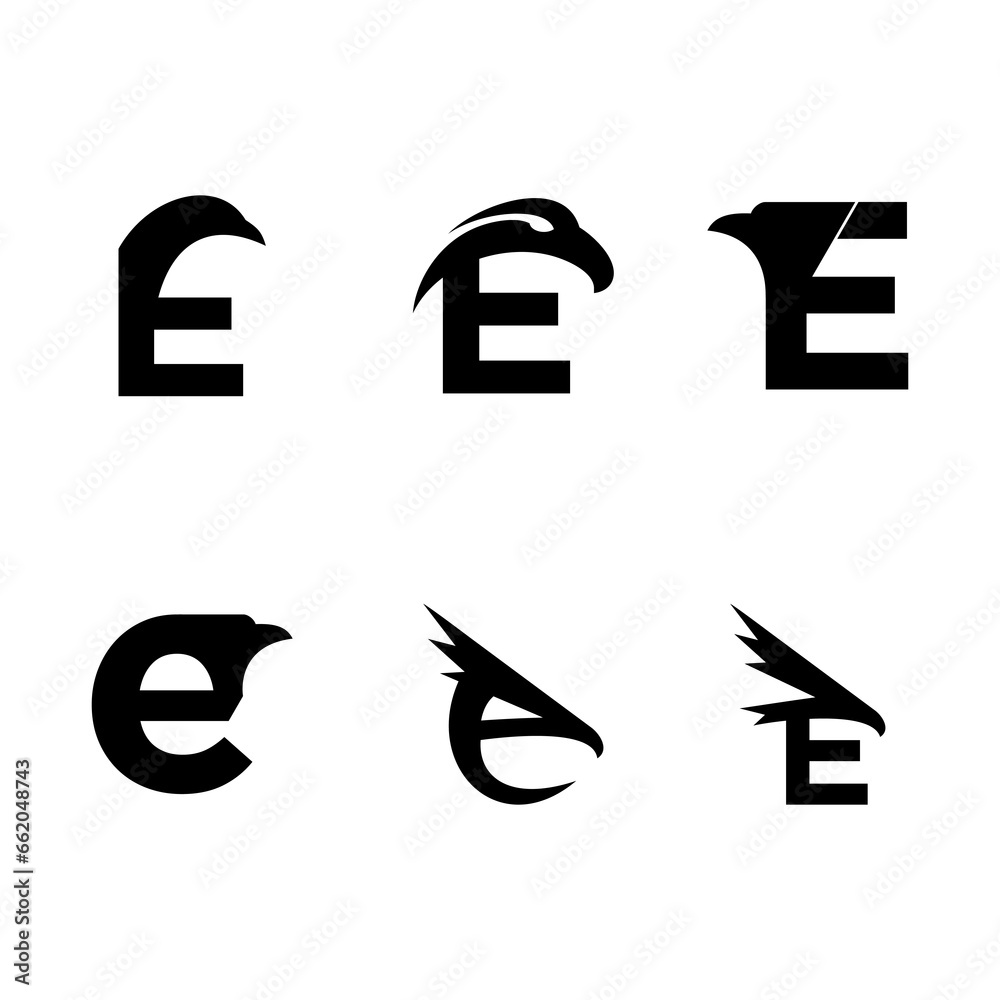 Vecteur Stock initial letter e combined with an eagle or eagle head that looks like flying which ...