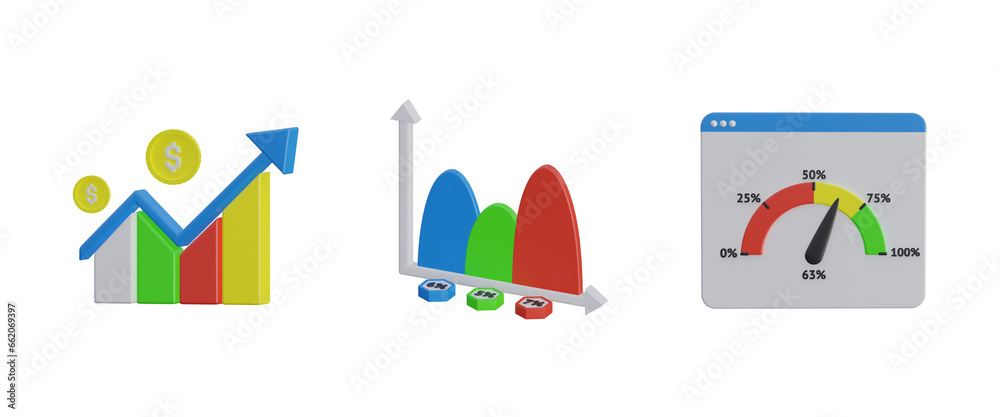 financial growth chart, probability, web speed 3d. High quality render ...