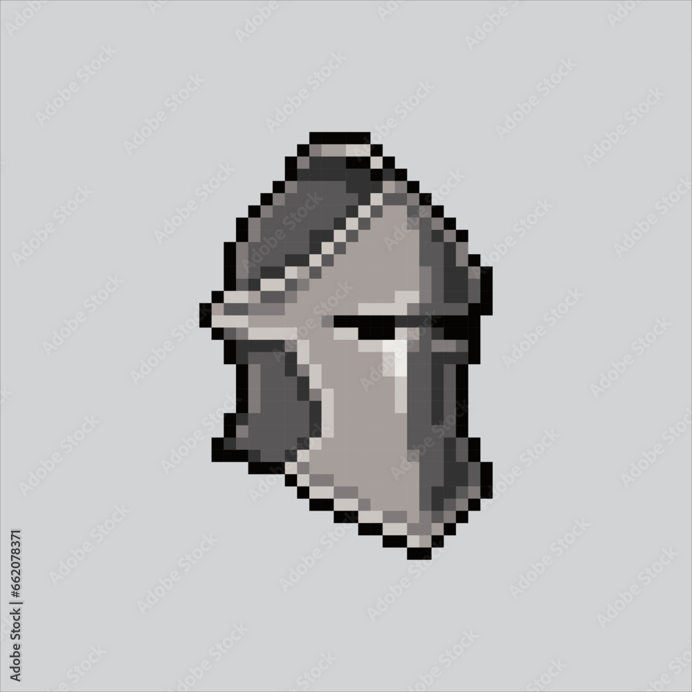 Pixel art illustration knight helmet. Pixelated war helmet. knight ...